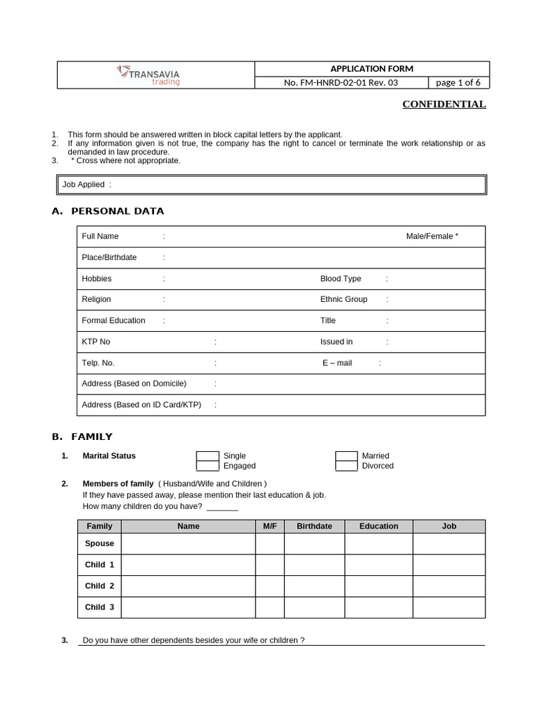 2. FM-HNRD-02-01 Rev. 03_Application Form TU | PDF