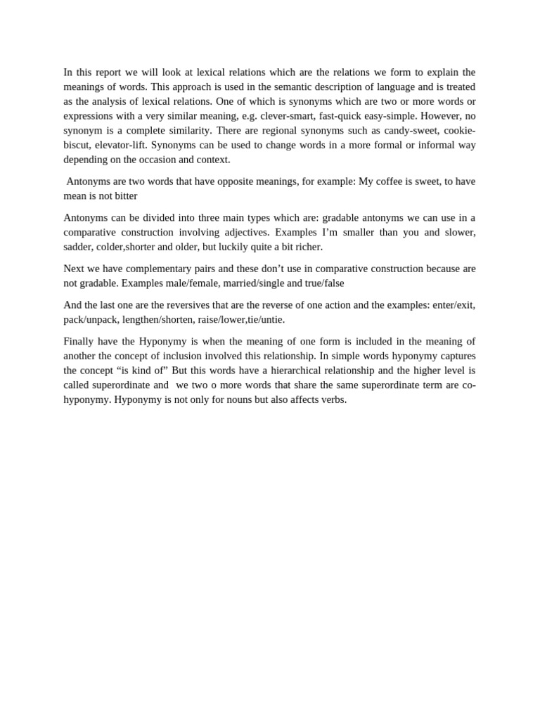 Lexical Relations | PDF