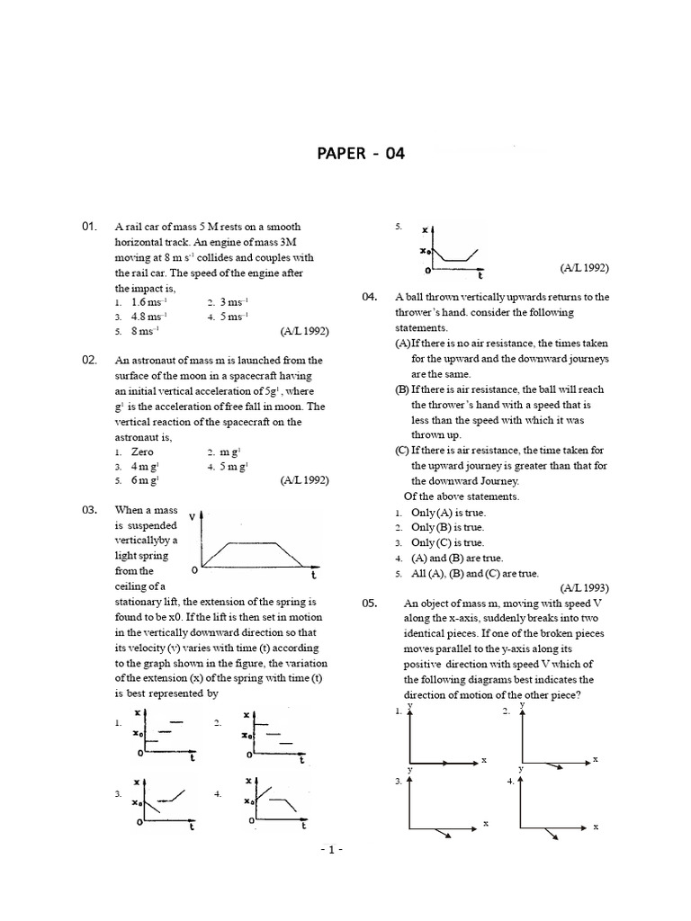 Advanced Level Physics Mechanics Questions | PDF | Force | Momentum