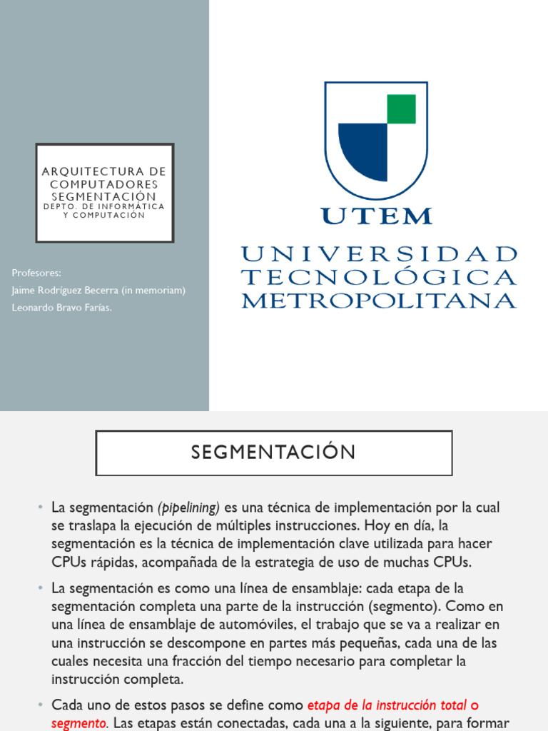 Inf60500 Arq Com Cap5.2 Segmentacion - Pipelining-1 | PDF | Unidad ...