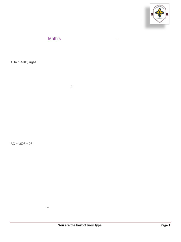 Trigonometry Solutions for Class 10 NCERT | PDF | Trigonometry ...