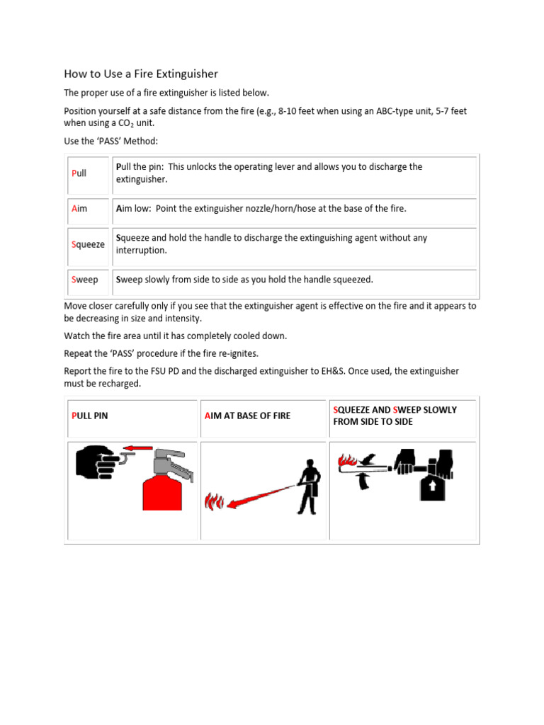 Fire Extinguisher Use Guide: PASS Method | PDF