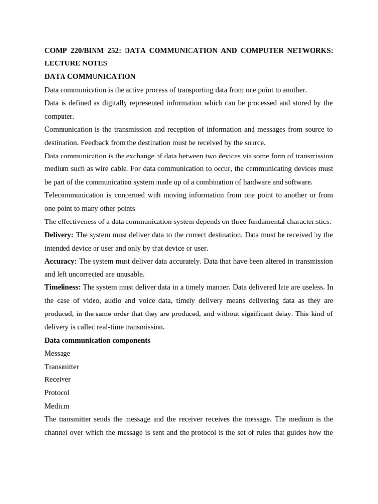 comp 220 data communication and computer networks | PDF | Computer ...