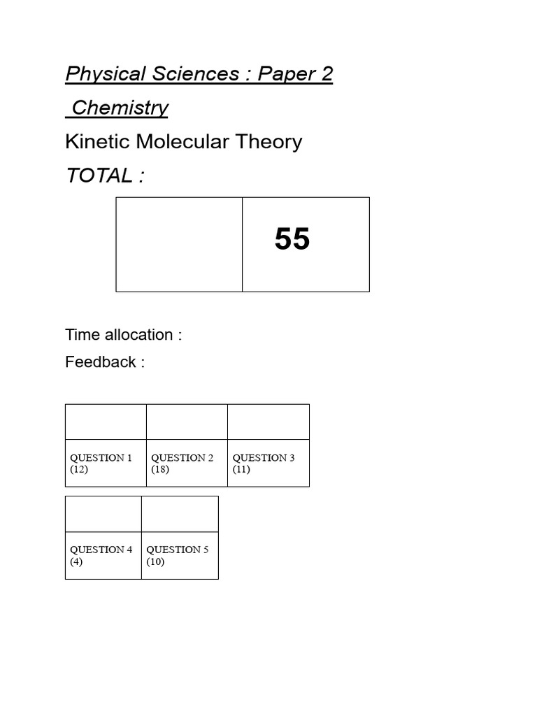 Physical Sciences - Kinetic Molecular Theory | PDF | Molecules | Gases