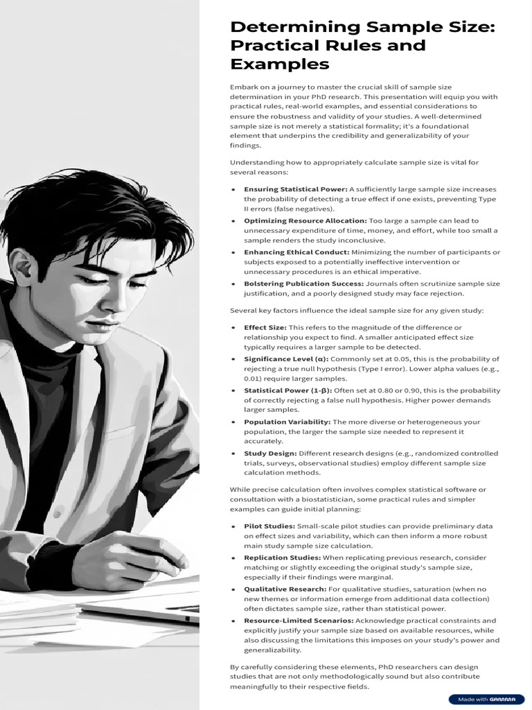 Determining-Sample-Size-Practical-Rules-and-Examples | PDF | Effect Size | Statistics
