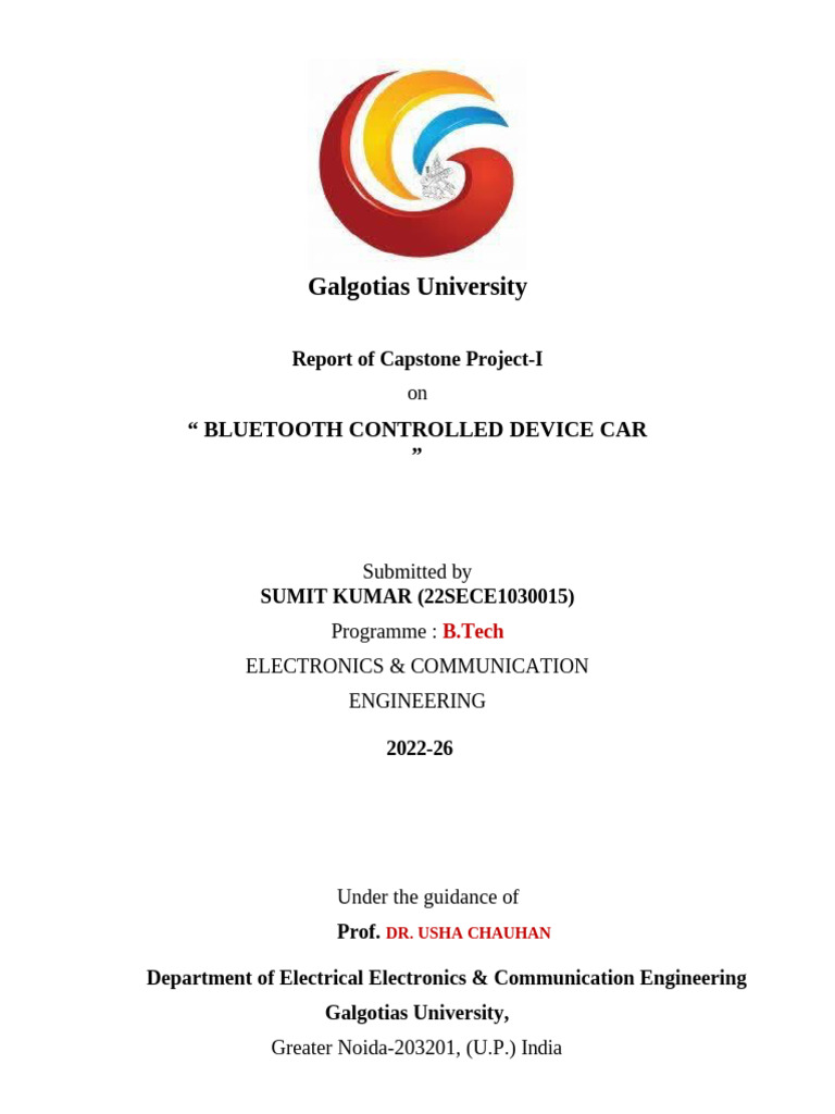 DEECE Capstone Project I Report (SUMIT KUMAR) | PDF | Bluetooth | Embedded System