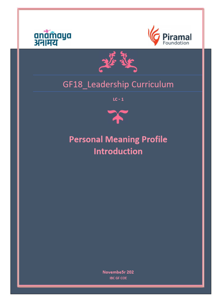 Personal Meaning Profile Assessment Guide | PDF