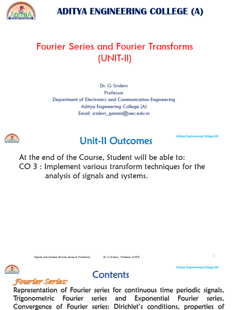 2.Unit II Fourier Transforms | PDF | Fourier Series | Electronic Engineering