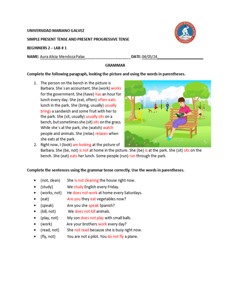 1 Lab #1 B2 Simple present and present progressive | PDF | Chess | Chess Theory