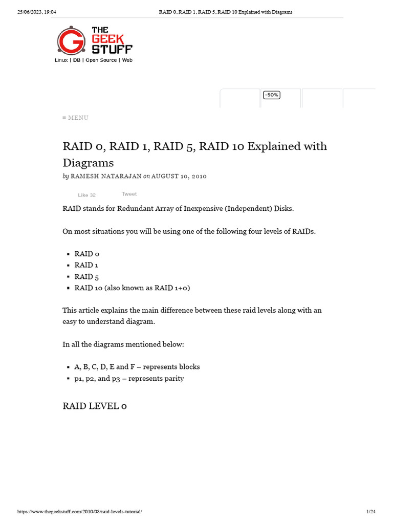 RAID Levels Explained with Diagrams | PDF | Computer Engineering ...