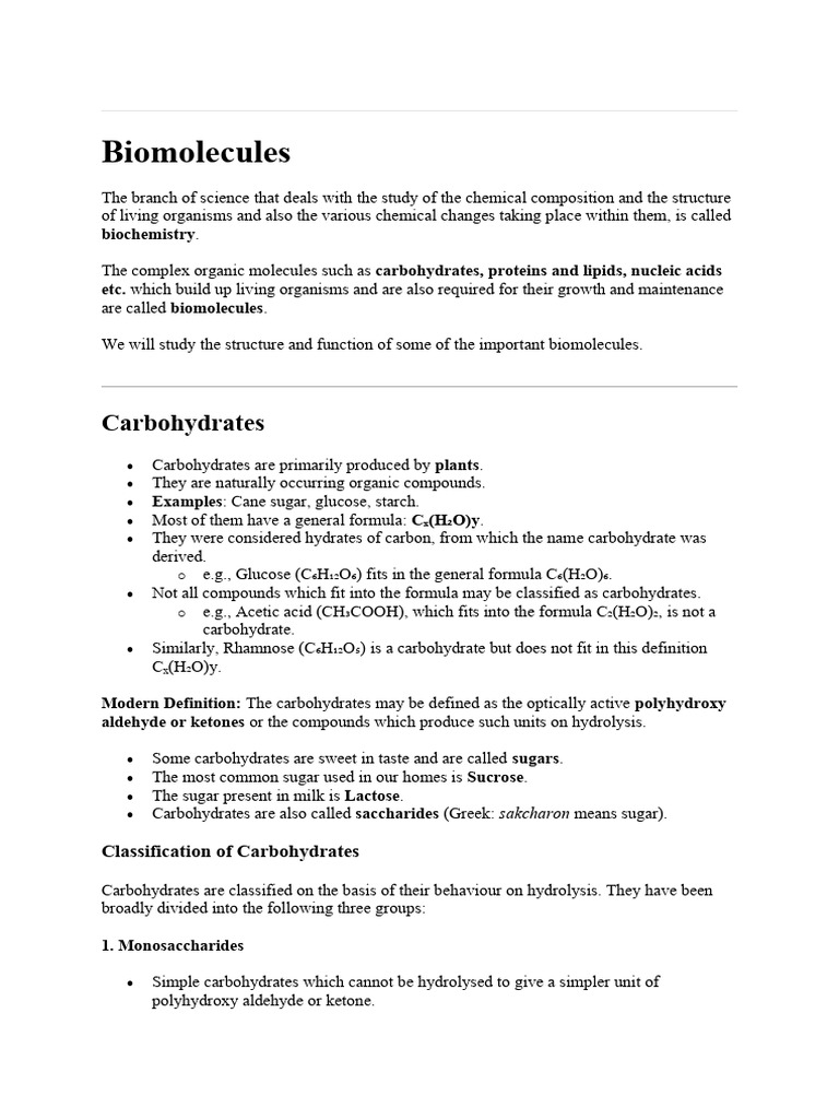 Overview of Carbohydrates and Their Types | PDF | Carbohydrates | Amino ...