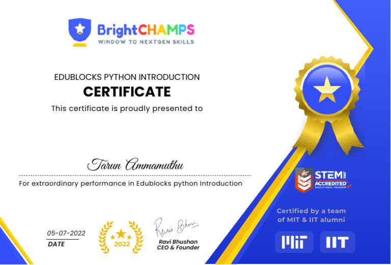 Edublocks Python Intro Certificate | PDF