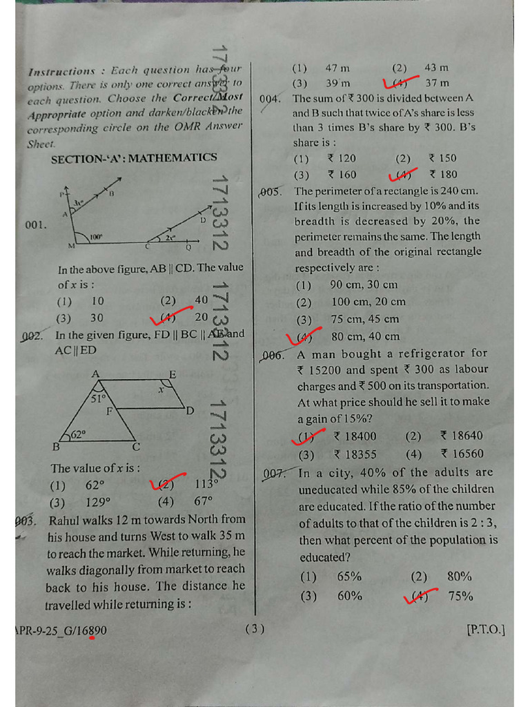 Sainik School Class 9 Question Paper 2025 With Answer Key PDF_1768629467658 | PDF