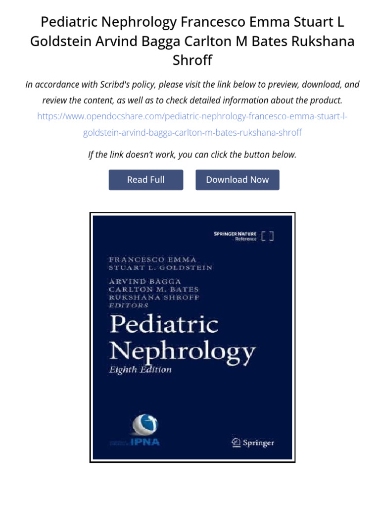 Pediatric Nephrology Francesco Emma Stuart L Goldstein Arvind Bagga ...