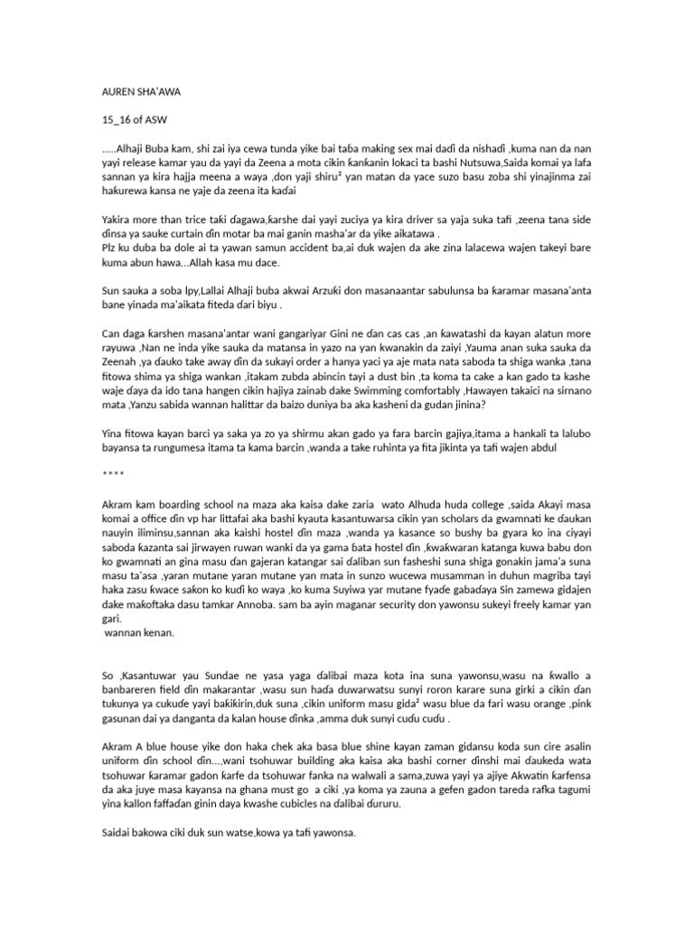 AUREN SHA'AWA 2 Complete Hausa Novels by Oum Afnan.doc by Hausanovels ...