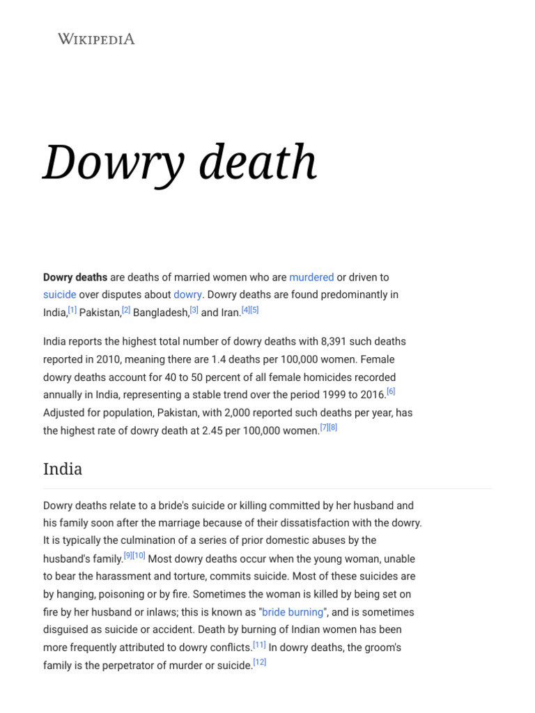 Dowry Death - Wikipedia | PDF | Justice | Crime & Violence