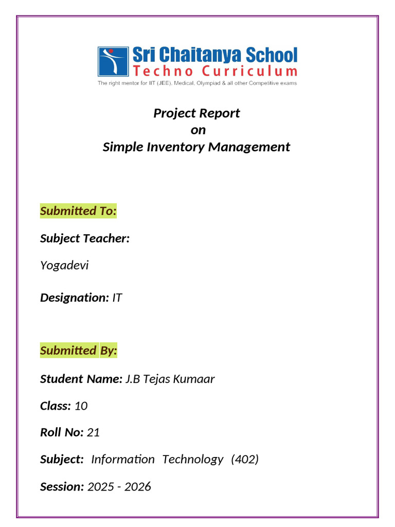 Simple Inventory Management[1] | PDF | Databases | Inventory