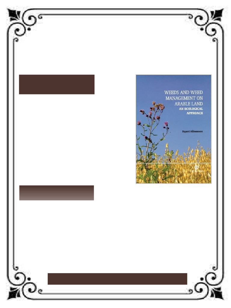 Weeds and Weed Management on Arable Land An Ecological Approach Cabi ...