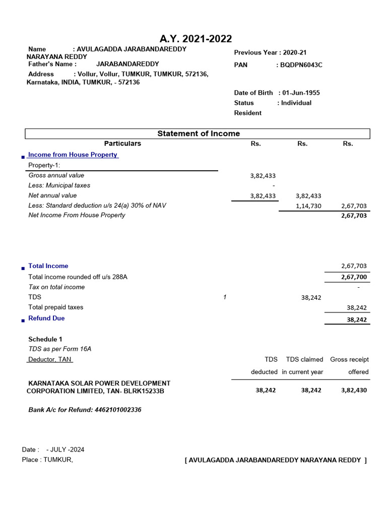 Income Statement 2021-22 | PDF | Wealth | Taxes