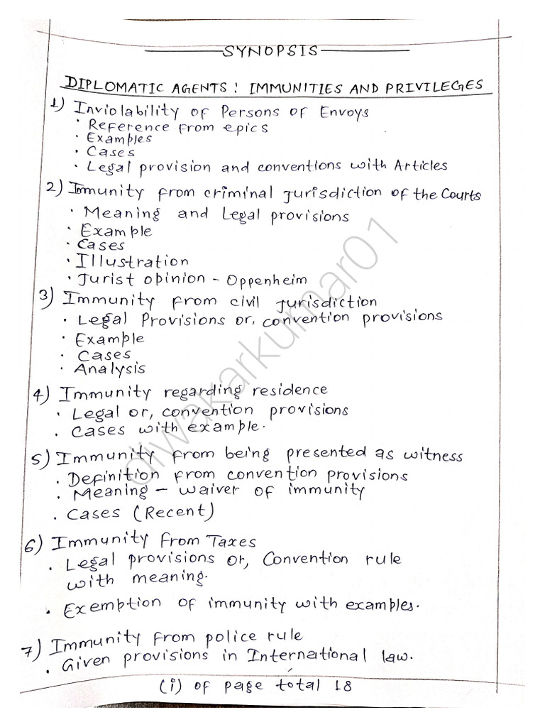 Diplomatic Agent Immunity and Privileges (1) | PDF