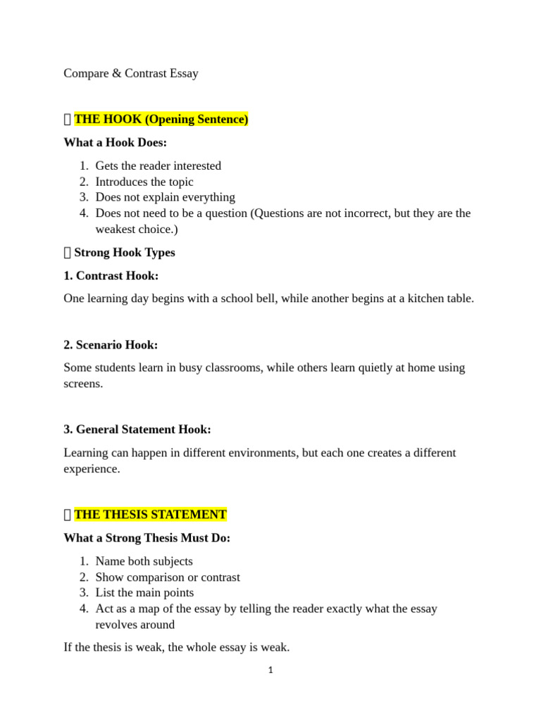Compare and Contrast Essay Guide | PDF | Essays | Learning