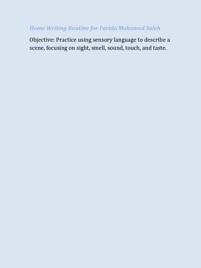Sensory Language Writing | PDF
