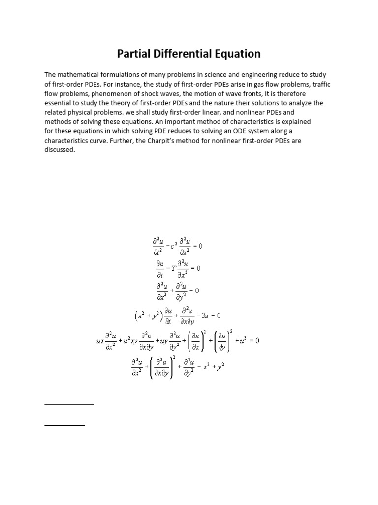 First-Order Partial Differential Equations | PDF | Partial Differential ...