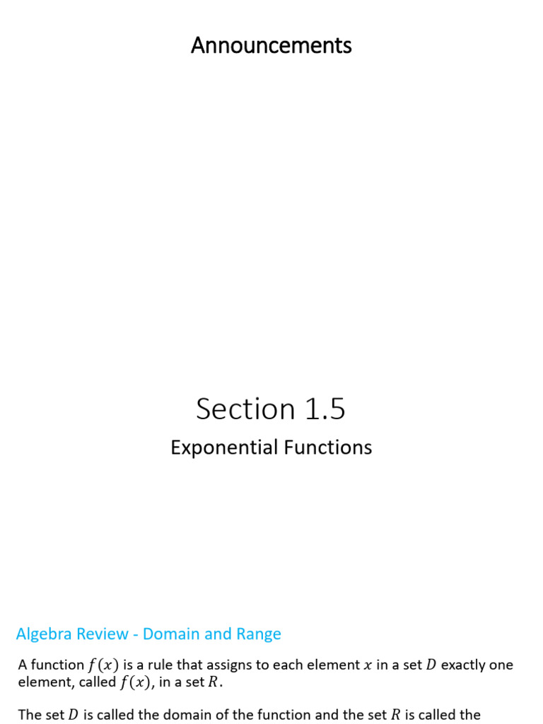 Exponential Functions: Domain & Range Guide | PDF