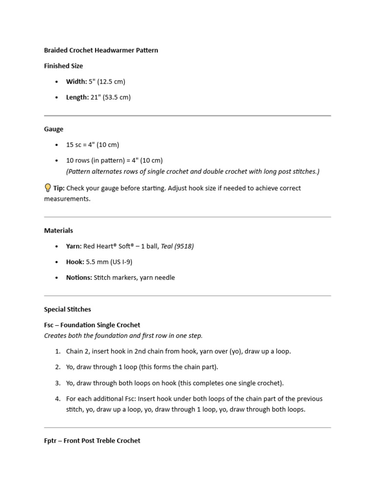 Braided Crochet Headwarmer Pattern | PDF | Crochet | Needlework