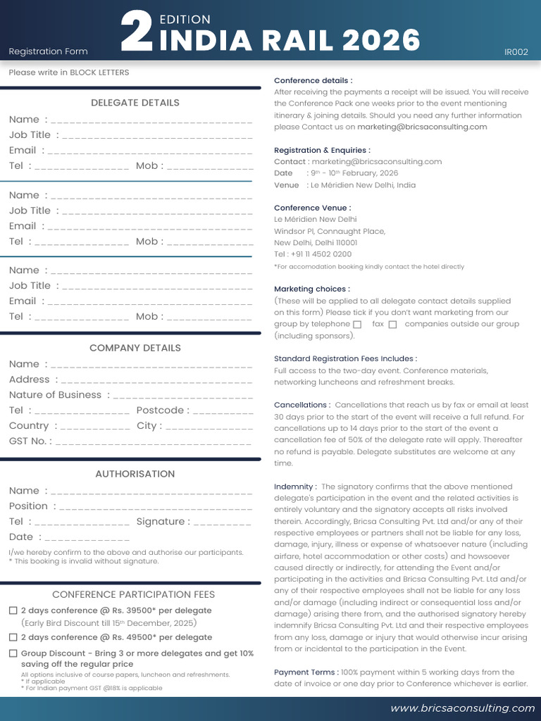 Registration Form INR | PDF | Indemnity