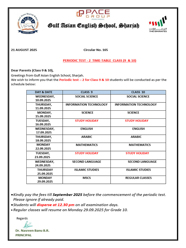 PERIODIC_TEST_-_2__TIME-TABLE__CLASS_(9__&_10)_(1)[1] | PDF