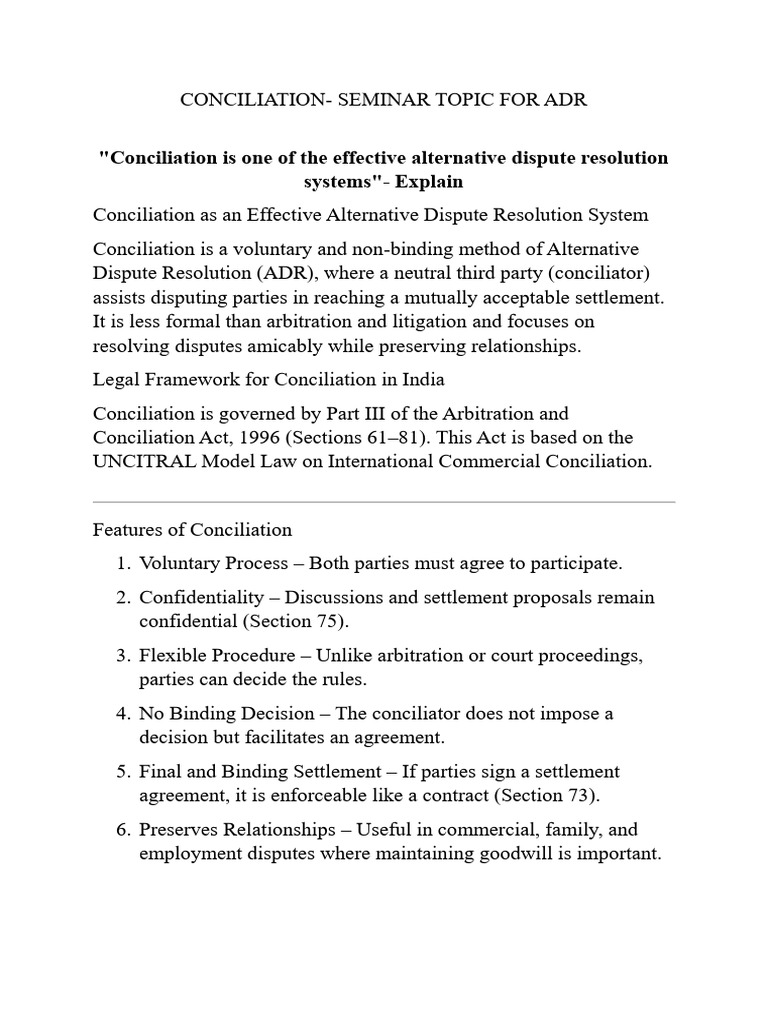 Conciliation | PDF | Alternative Dispute Resolution | Arbitration