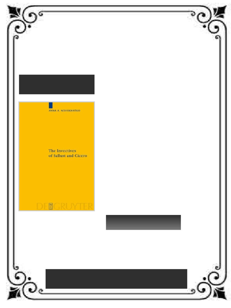 The Invectives of Sallust and Cicero Critical Edition with Introduction ...