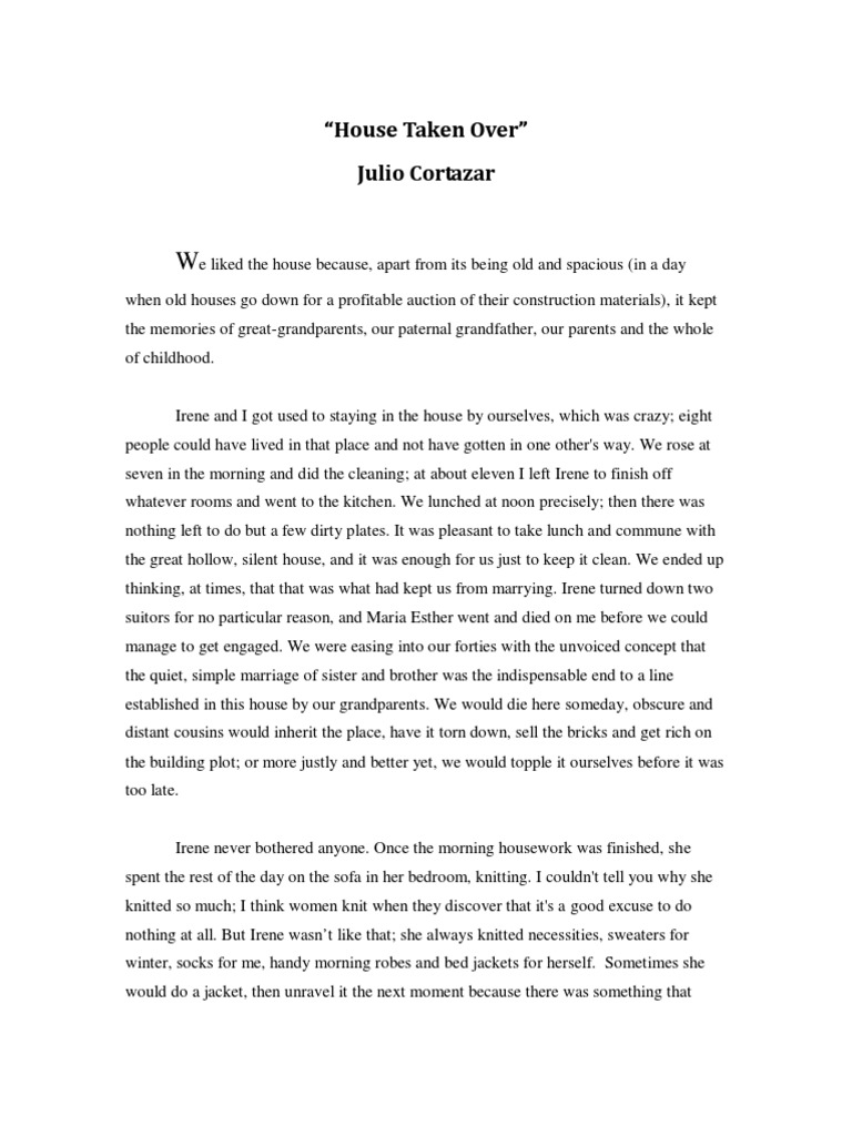 House Taken Over by Julio Cortazar | PDF | Knitting | Architectural ...