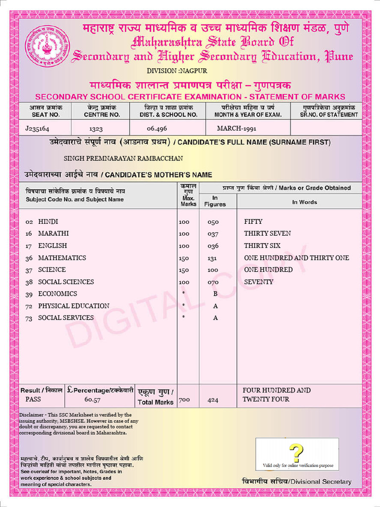 J2351641991MARCHMarksheet (2) | PDF