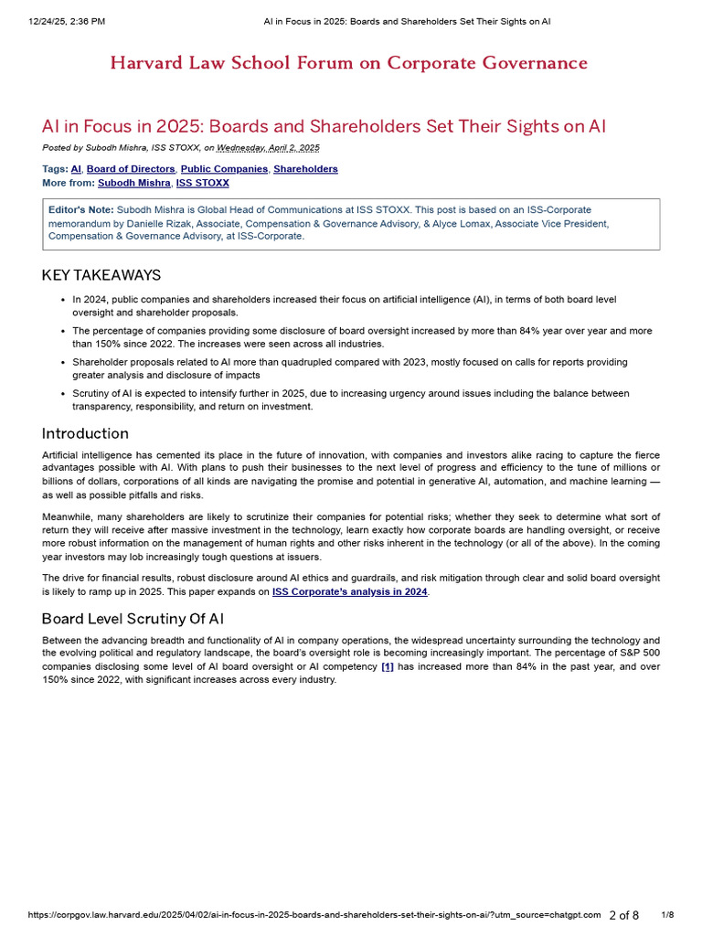 AI Oversight Growth in Public Companies | PDF | Artificial Intelligence ...