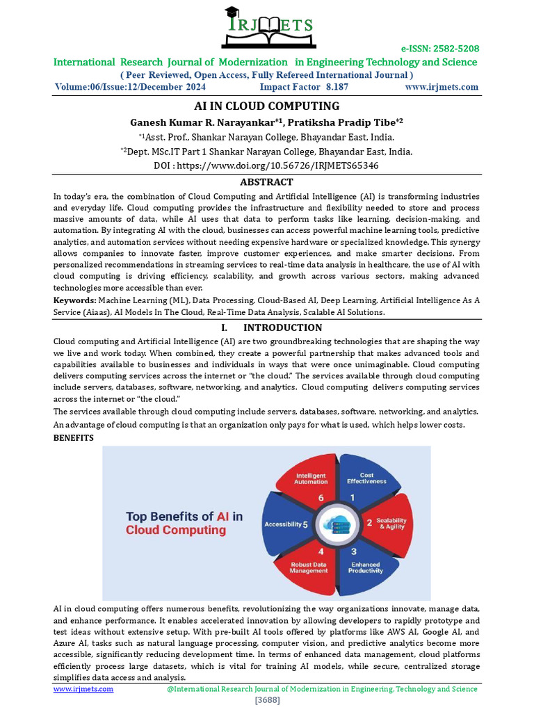 AI in Cloud Computing Ganesh Sir | PDF | Cloud Computing | Artificial Intelligence