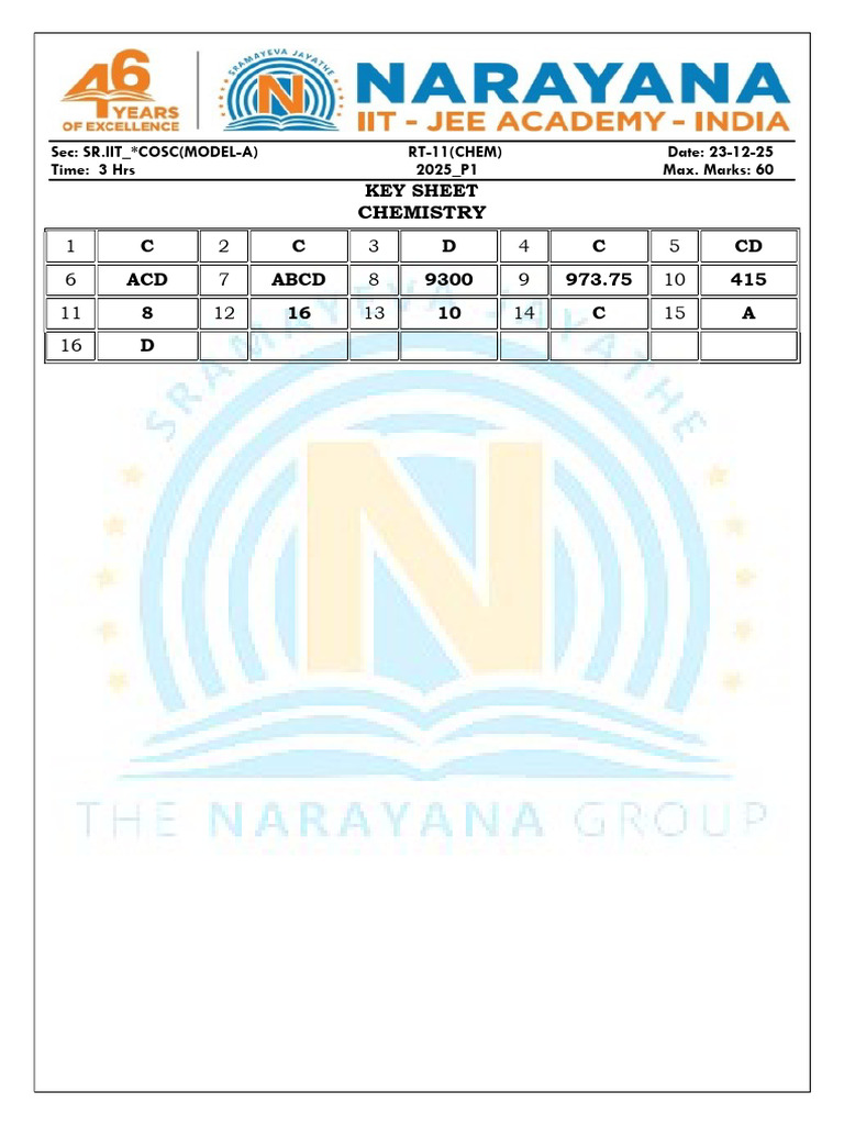 23-12-25 Sr.iit Star Co-sc(Model-A) Review Test-11 Chemistry Key & Sol ...
