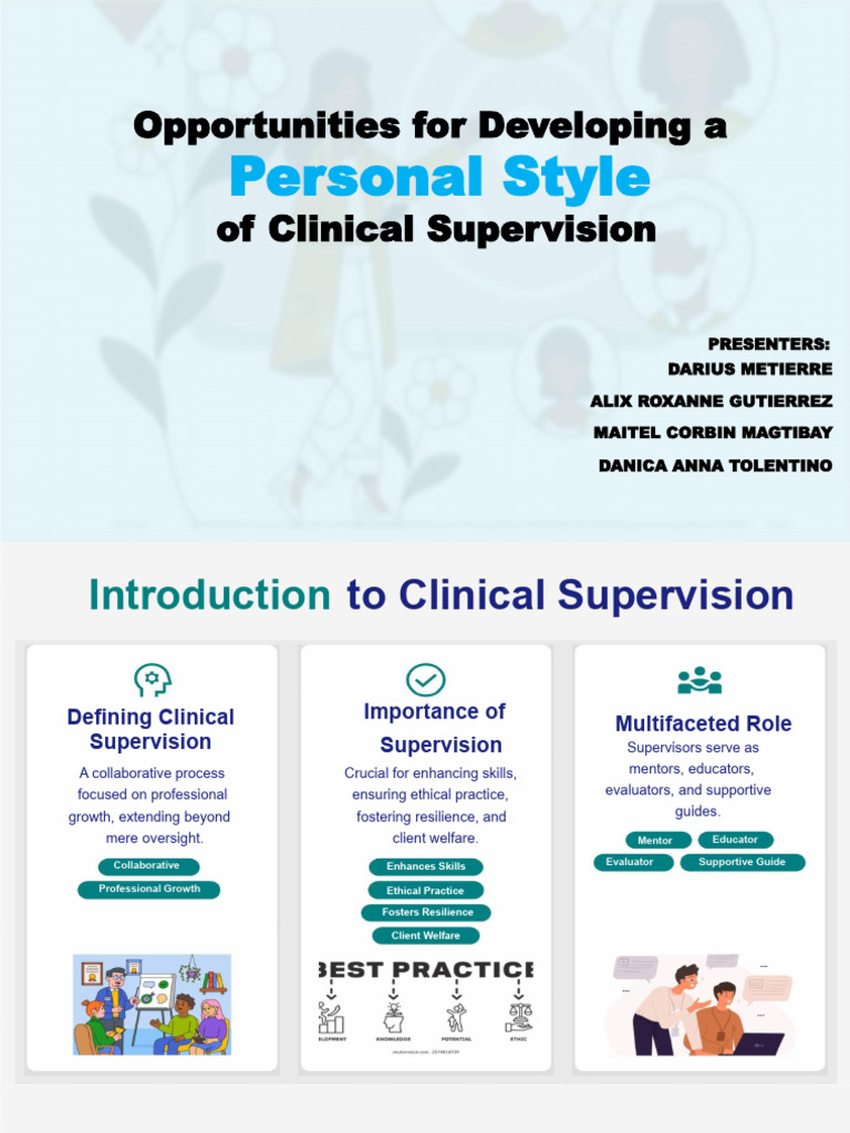 Opportunities on Developing Personal Style of Clinical Supervision ...