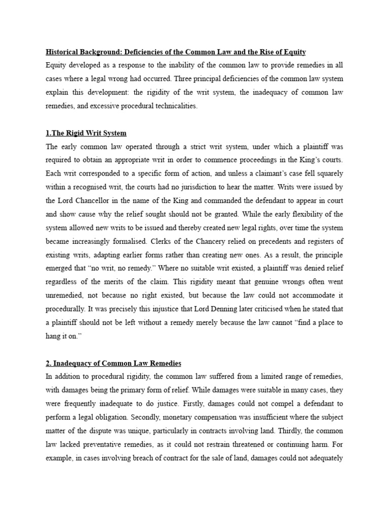 PART 2 Historical Background FD | PDF | Legal Remedy | Equity (Law)