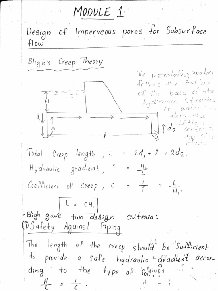 Design of Hydraulic Structures Handwritten Notes | PDF