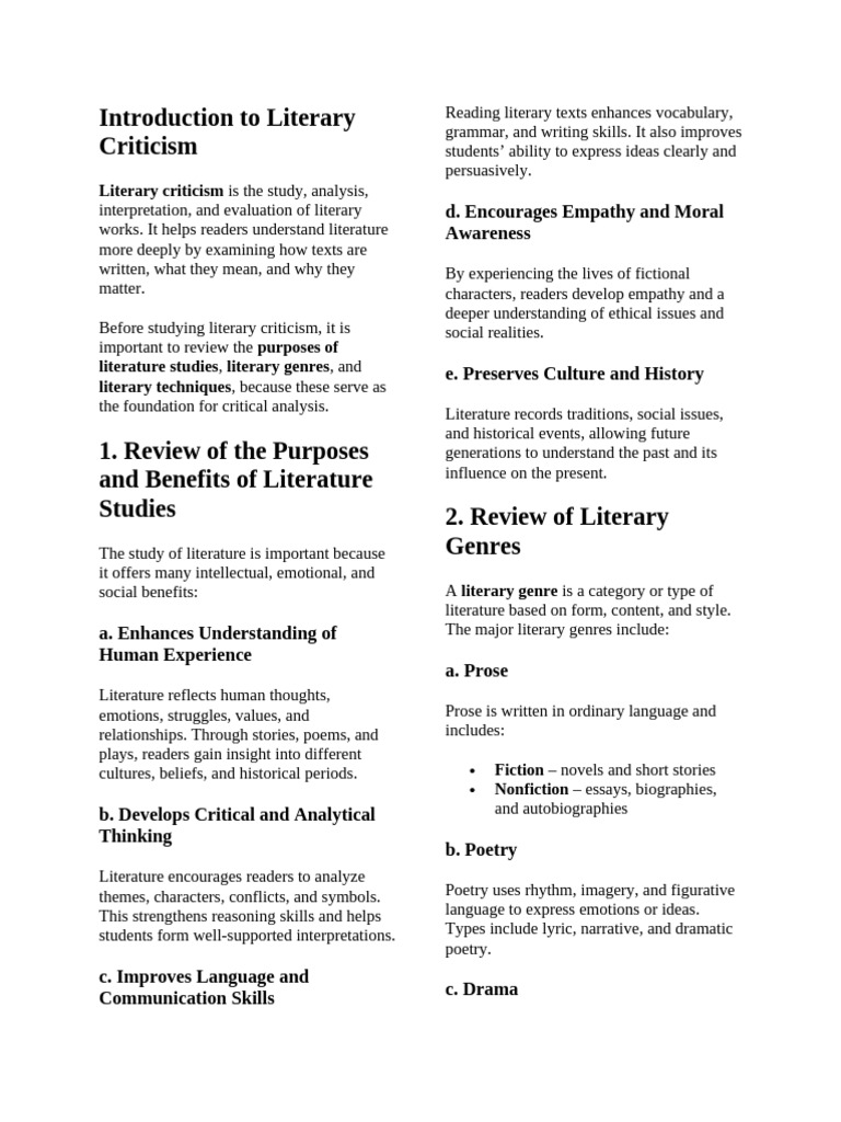 Understanding Literary Criticism Basics | PDF | Essays | Narration