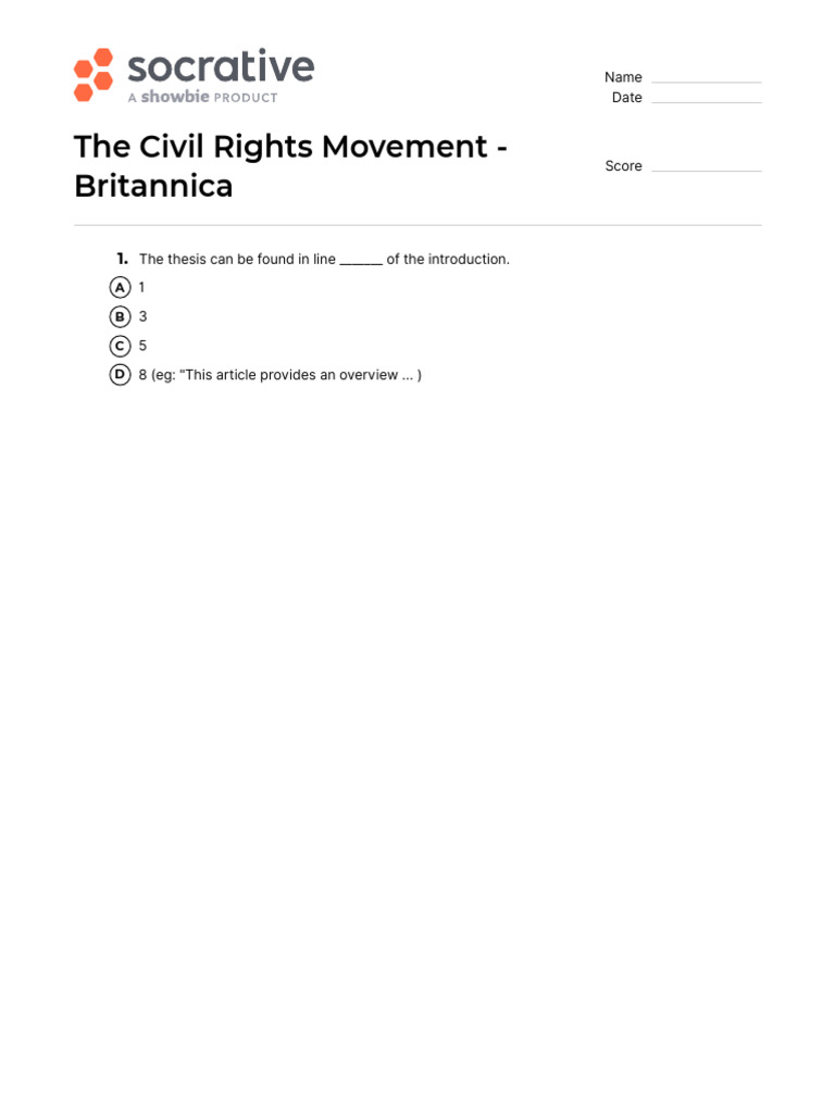 6.Quiz_The Civil Rights Movement - Britannica | PDF