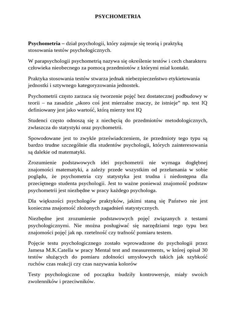 Psychometria Pojęcia | PDF