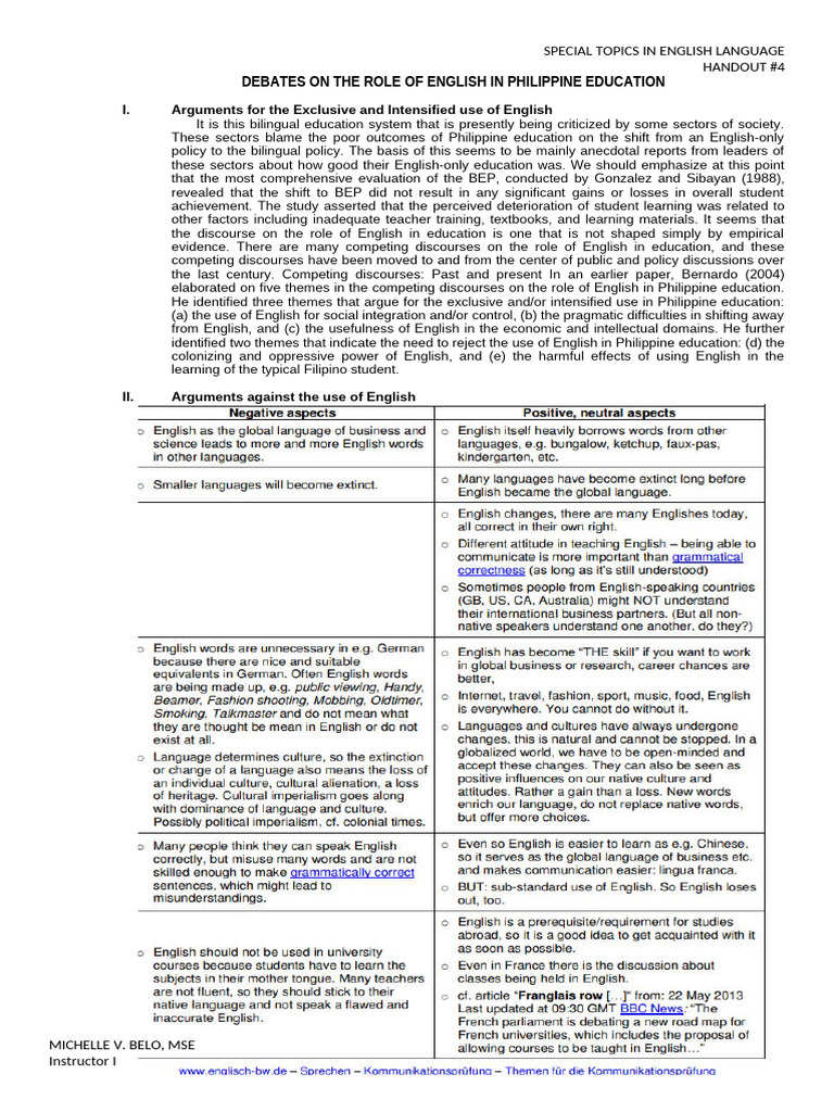 HANDOUT#4 | PDF | Second Language | Learning