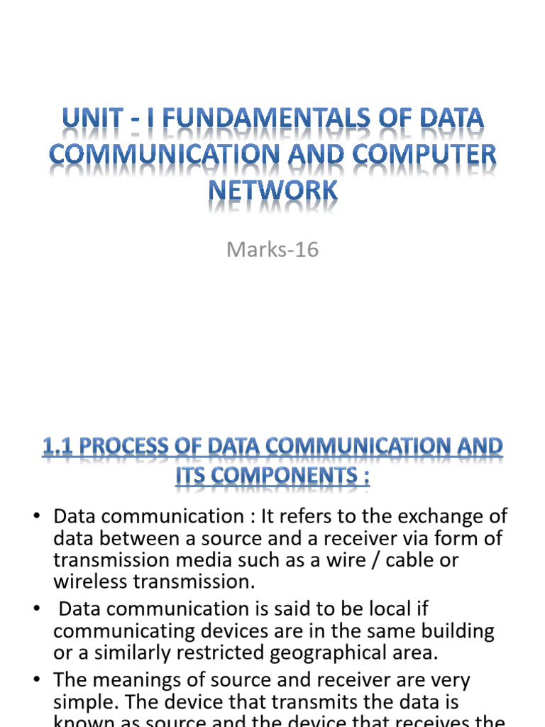 Unit - I Fundamentals of Data Communication and computer network | PDF | Computer Network ...