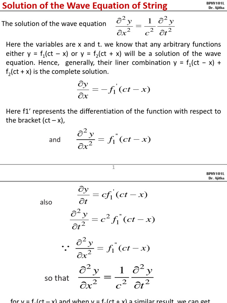 Class-3 Solution of the Wave Equation of String | PDF | Waves | Oscillation