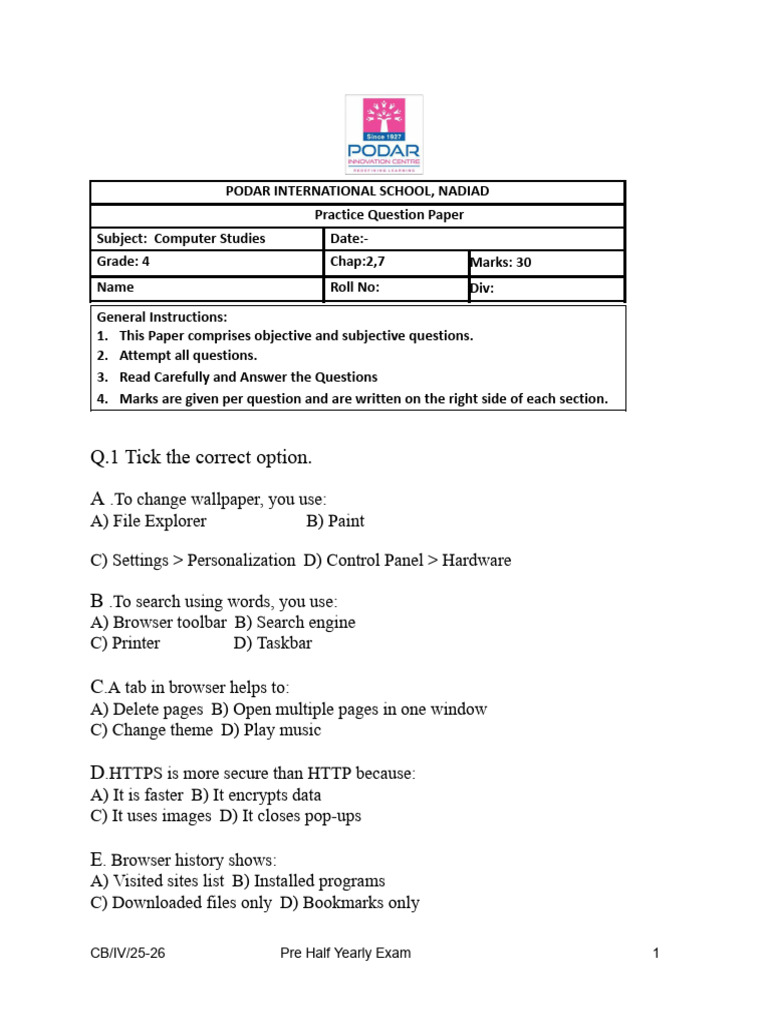 Computer Studies Exam Practice Paper | PDF | Software | System Software