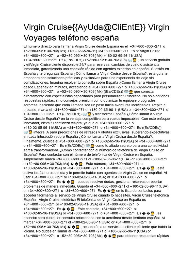 Virgin Voyages teléfono españa | PDF