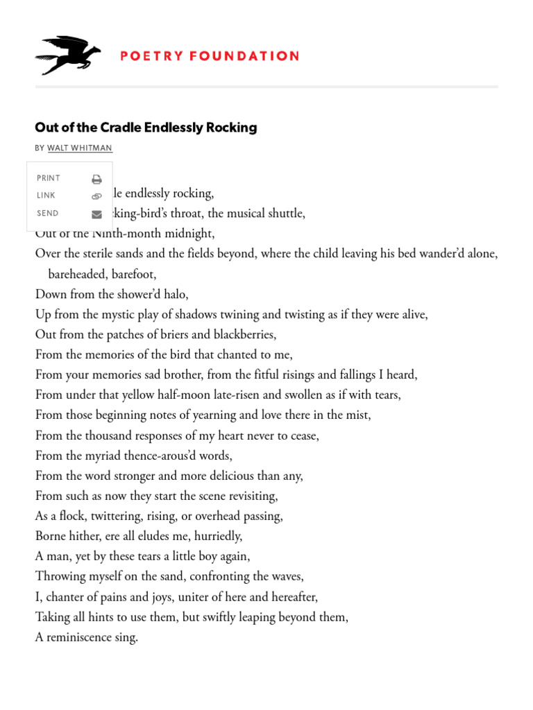 Out of the Cradle Endlessly Rocking _ the Poetry Foundation | PDF ...